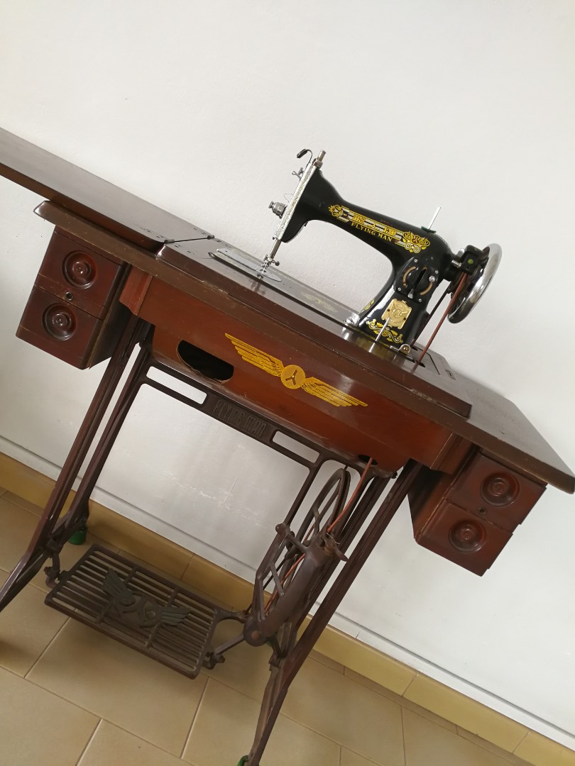 RARE!! Vintage Flying Man Sewing Machine, Furniture & Home Living, Home ...