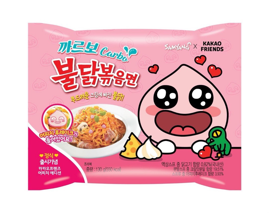 Samyang x Kakao Apeach Carbonara Ramyun Ramen Instant Noodles, Food ...