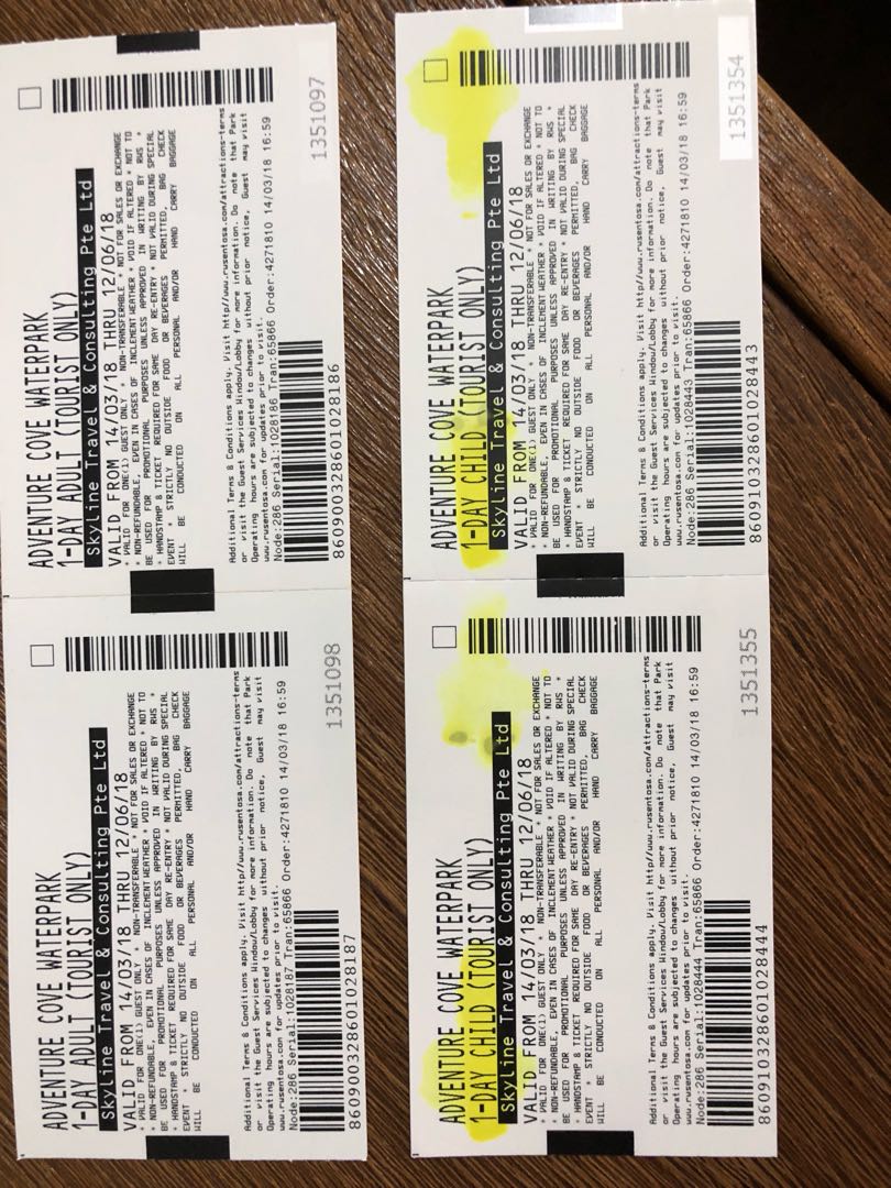 Sentosa Water Adventure Cove Ticket: 2 Adults + 2 Kids, Tickets ...