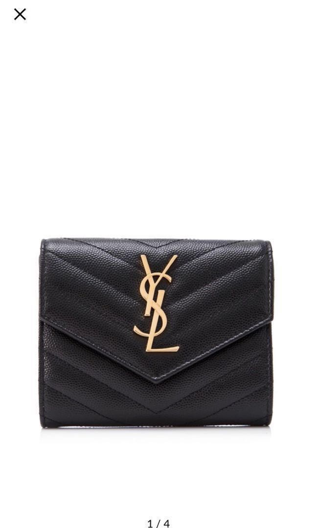 YSL yee saint laurent wallet COMPACT TRI-FOLD MONOGRAM WALLET IN BLACK ...