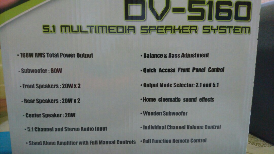 Devant Dv5160 theater speaker system 5.1, Audio, Soundbars, Speakers ...
