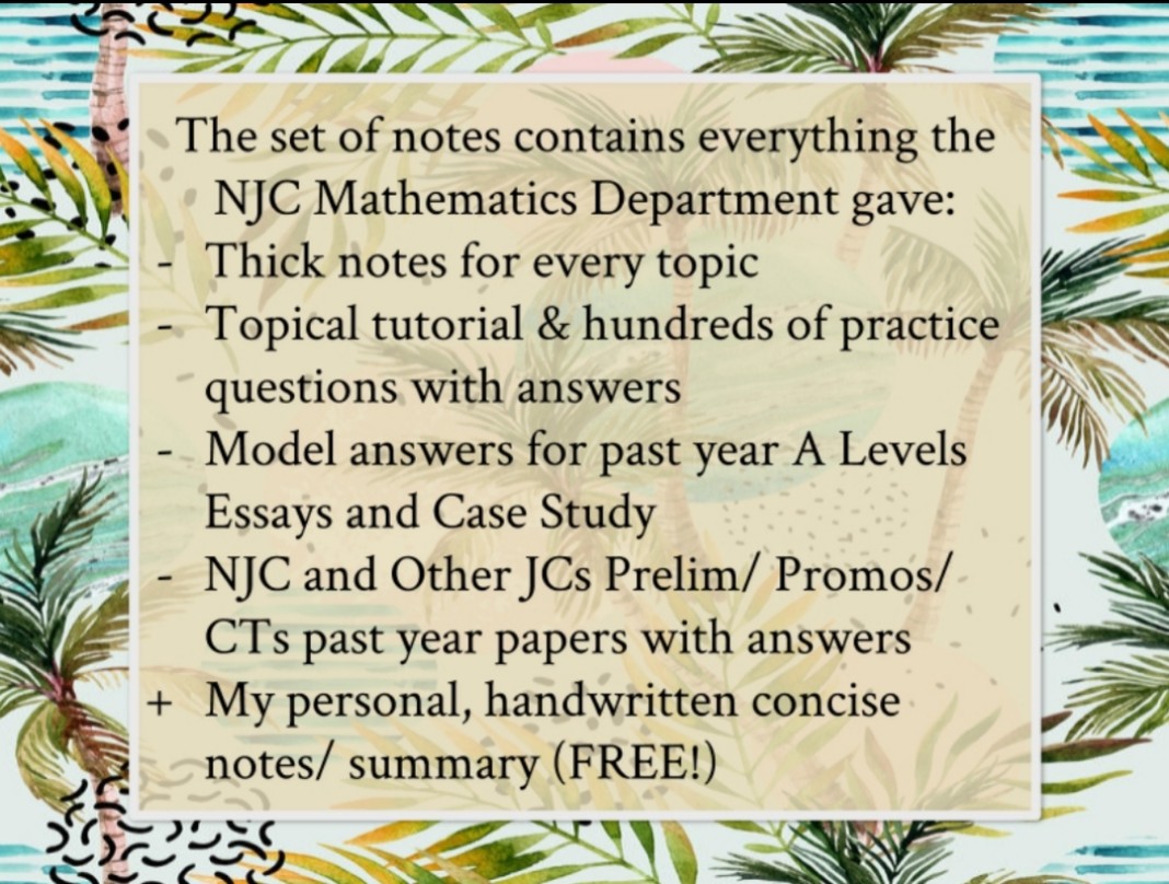 National Junior College(NJC) H2 Mathematics (Maths) Notes 2016-2017 New ...