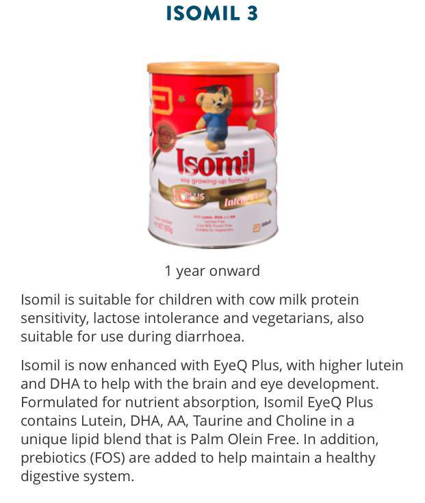 Abbott Isomil Growing Up Soy Milk Formula - Step 3, Babies & Kids ...