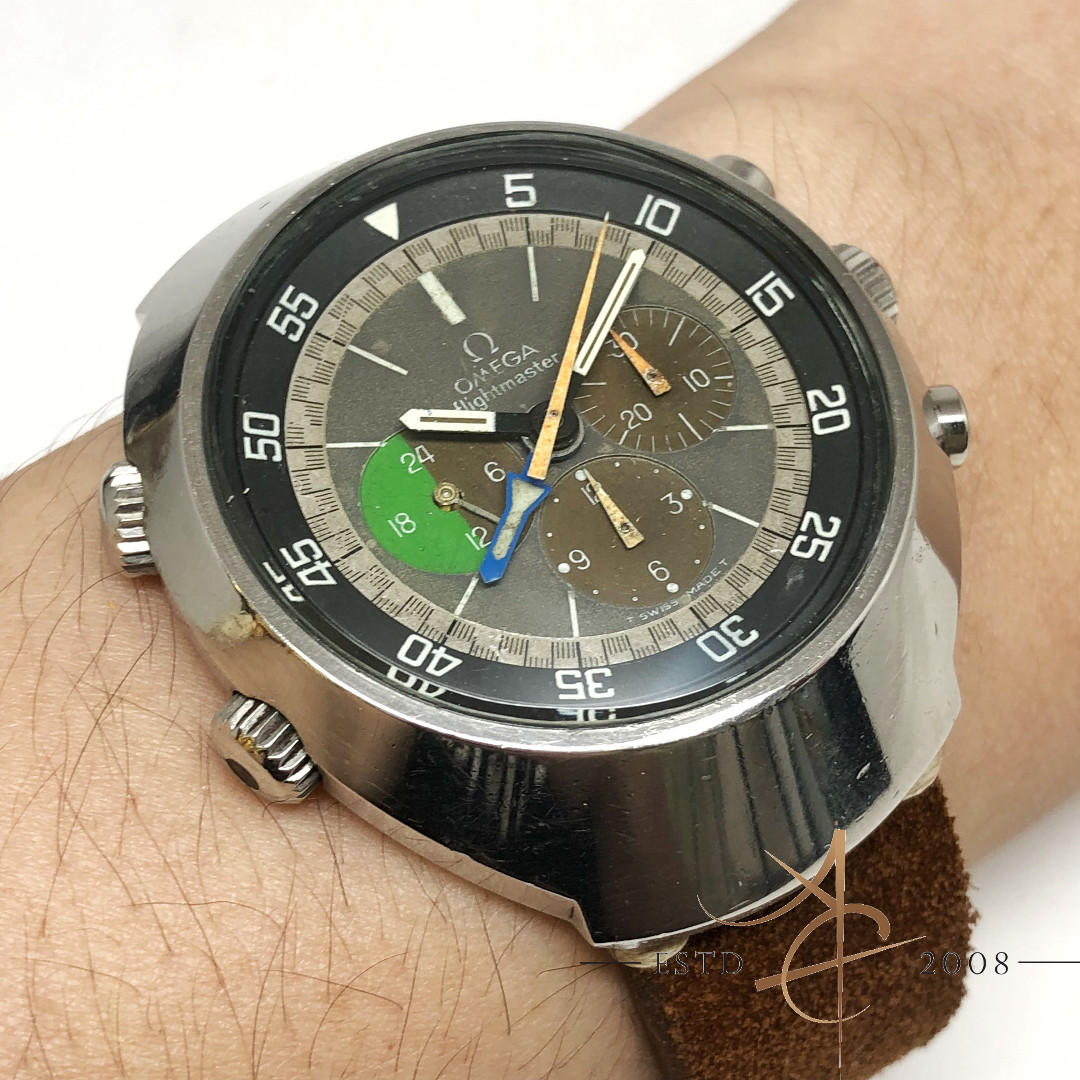 [Rare] Omega Flightmaster Ref 145.013 Chronograph GMT Tropical Dial Cal ...