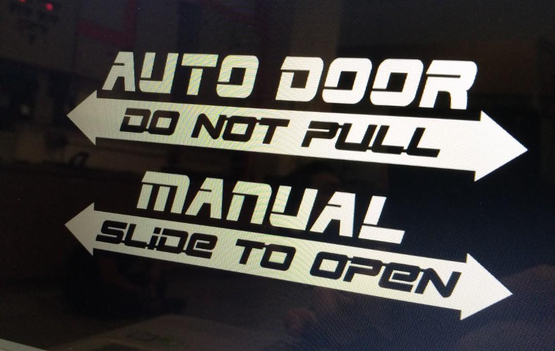 Auto / Manual Door Stickers *do not pull, slide to open sticker*, Car ...