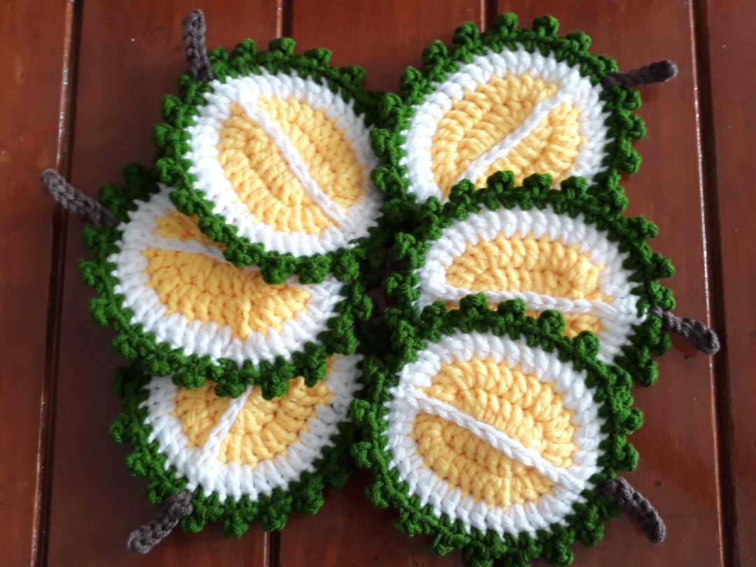 Durian crochet coasters, Hobbies & Toys, Stationery & Craft, Handmade ...