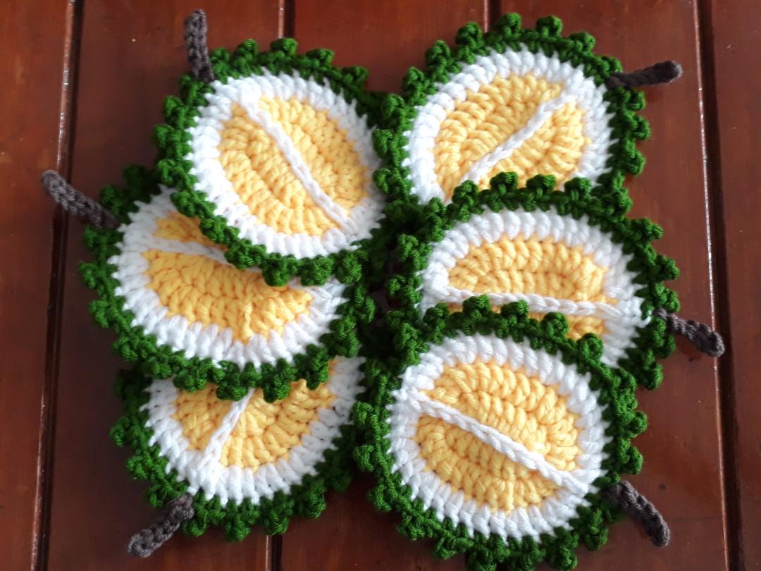 Durian crochet coasters, Hobbies & Toys, Stationery & Craft, Handmade ...
