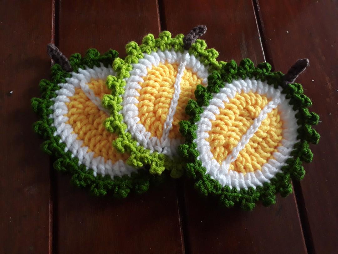 Durian crochet coasters, Hobbies & Toys, Stationery & Craft, Handmade ...