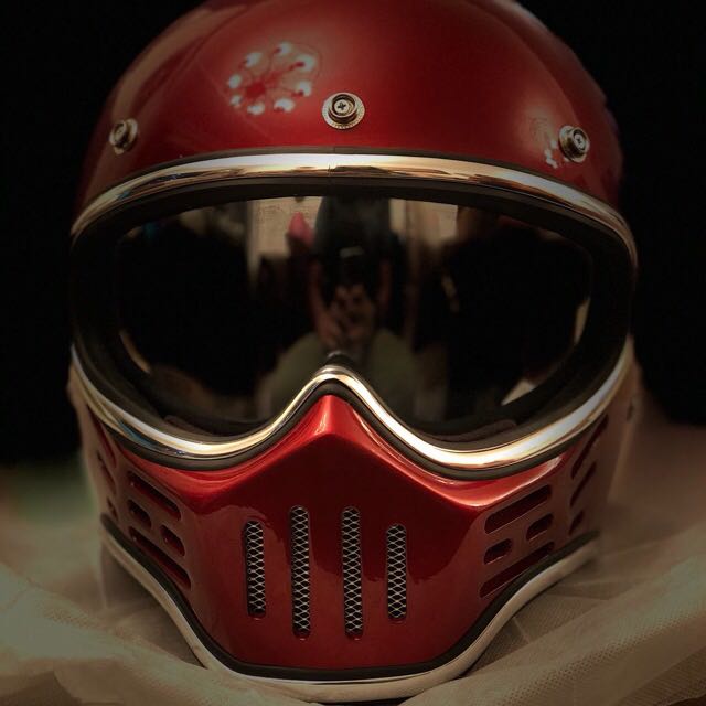 Helmet Vintage Retro Red Simpson M Size Ready Stock, Motorcycles ...