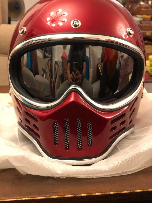 Helmet Vintage Retro Red Simpson M Size Ready Stock, Motorcycles ...