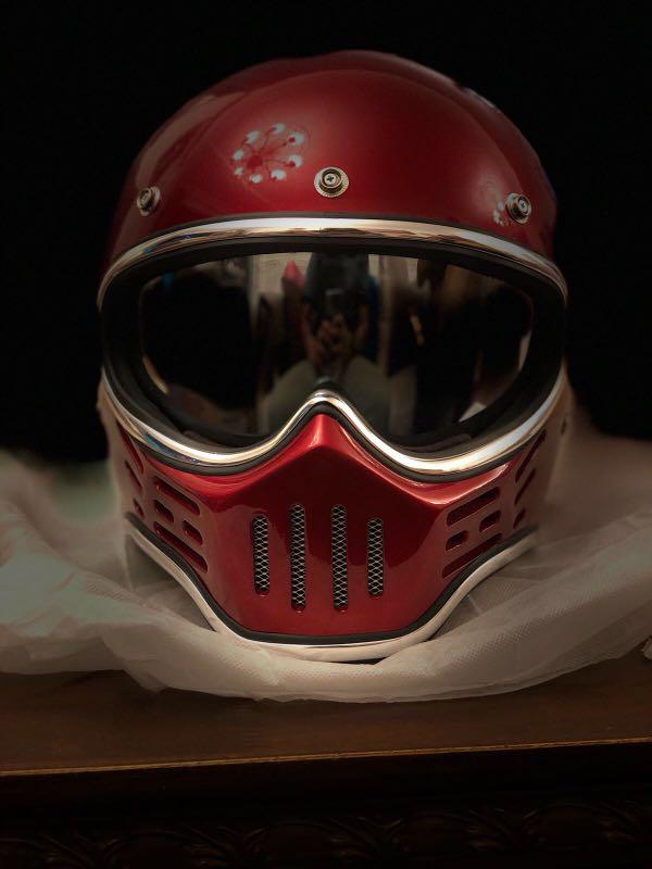 Helmet Vintage Retro Red Simpson M Size Ready Stock, Motorcycles ...