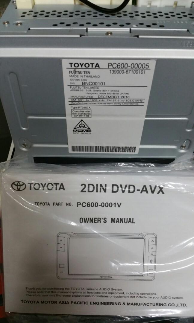 Toyota original 2Din DVD player PC600, Car Accessories, Electronics ...