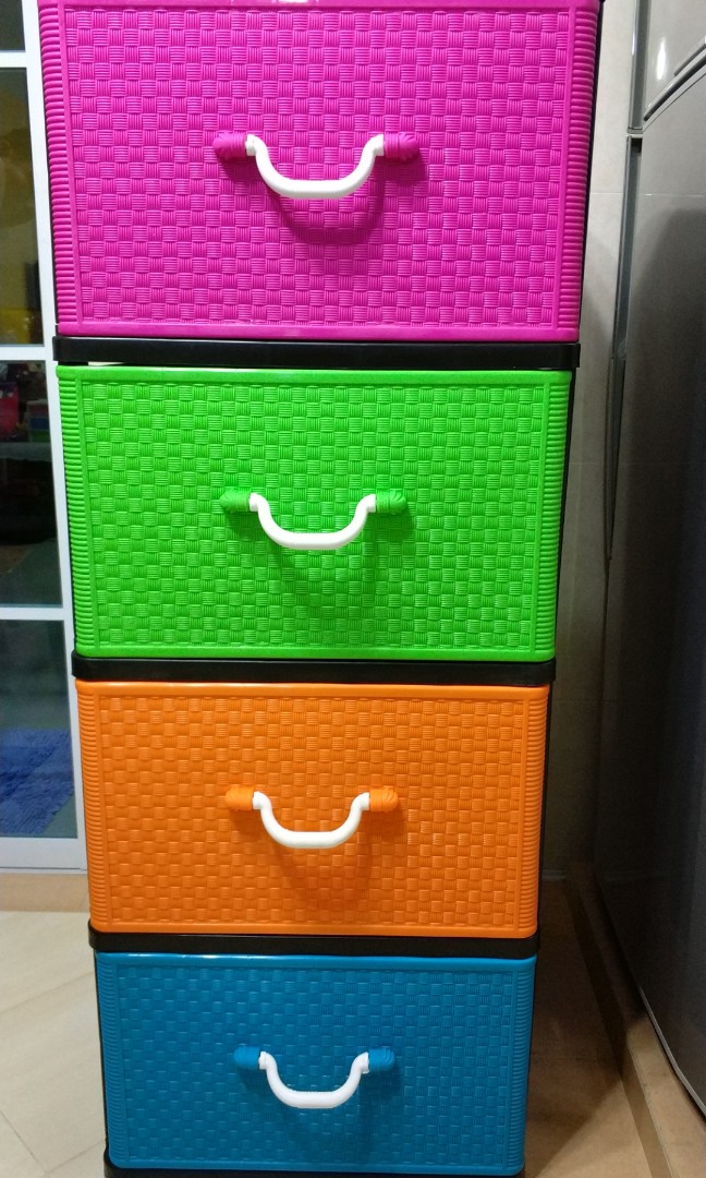4 tier Rainbow Plastic Drawer, Furniture & Home Living, Furniture ...