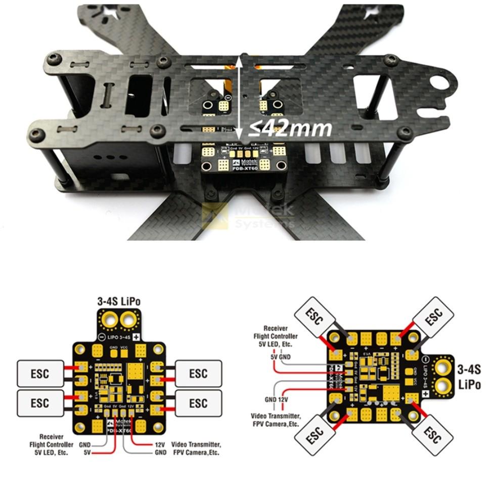 Matek Systems PDB-XT60 W/ BEC 5V & 12V 2oz Copper For RC Multirotors ...