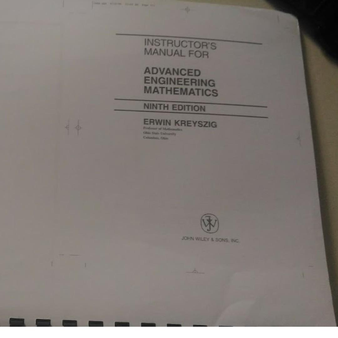 Advanced Engineering Maths Erwin Kreyszig (9th Ed solutions), Hobbies ...