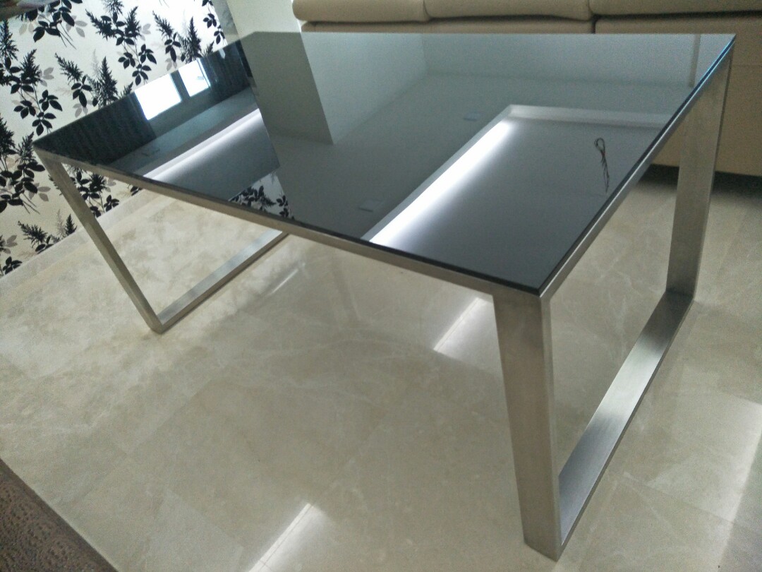 Dining table black glossy 1.6m Stainless Steel legs, Furniture & Home ...