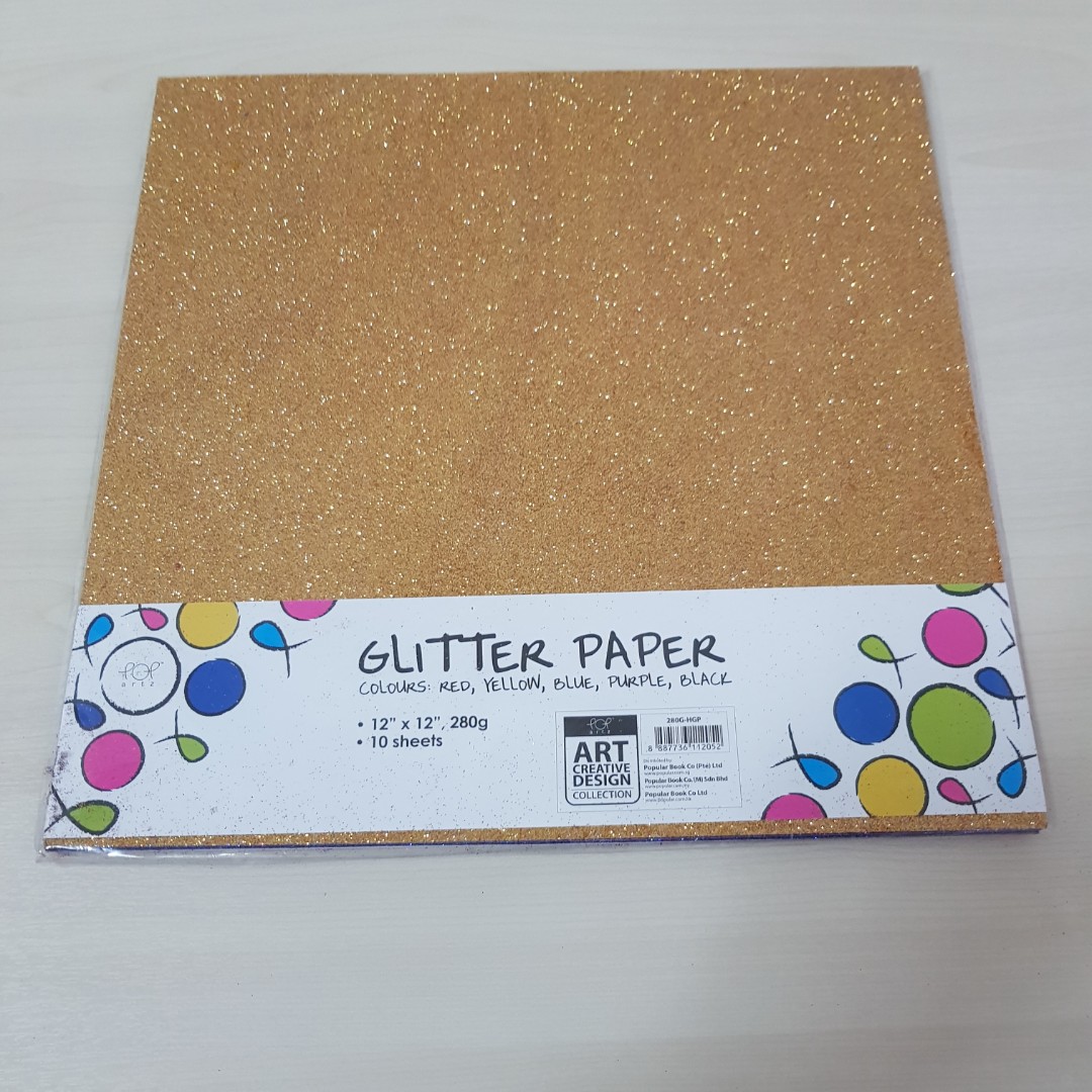 Glitter paper from popular bookstore 12in by 12in, Hobbies & Toys ...