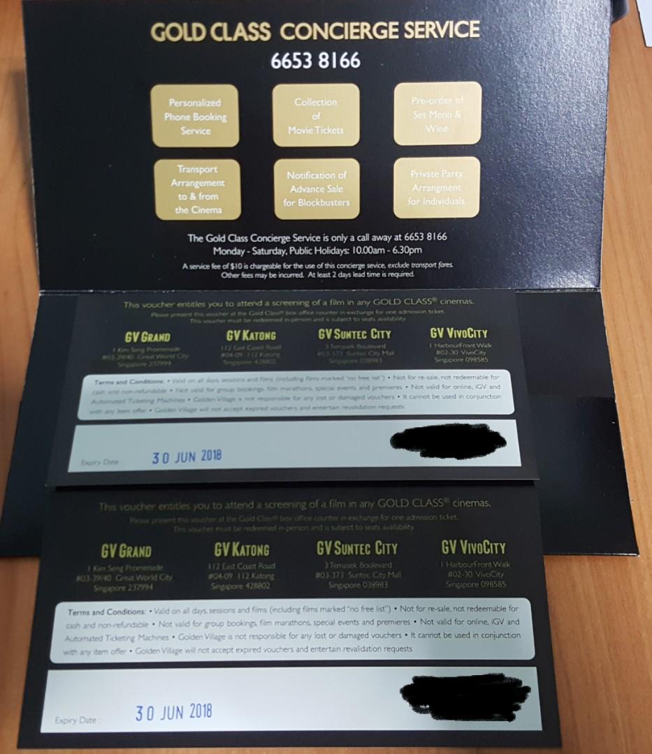 Gold class movie tickets, Tickets & Vouchers, Vouchers on Carousell