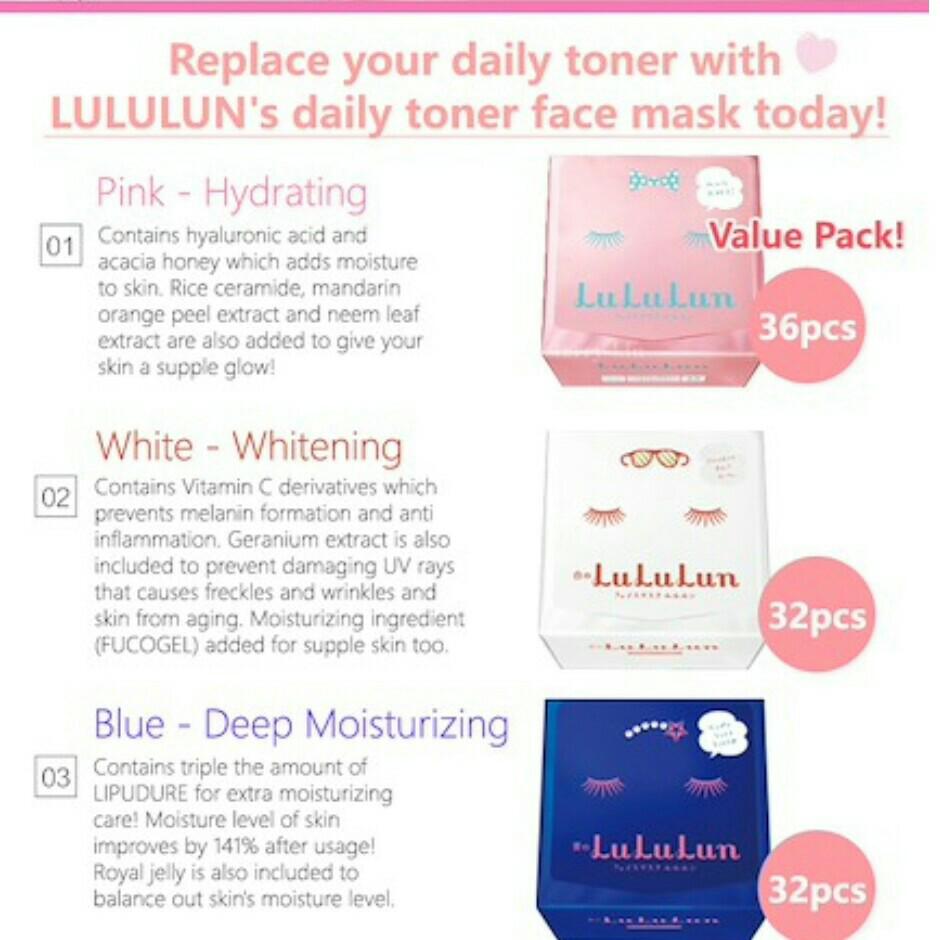 Lululun Mask 36pcs [Moisture], Beauty & Personal Care, Face, Face Care ...