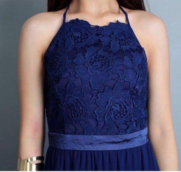 Navy Blue Maxi Dress, Women's Fashion, Muslimah Fashion, Dresses on ...