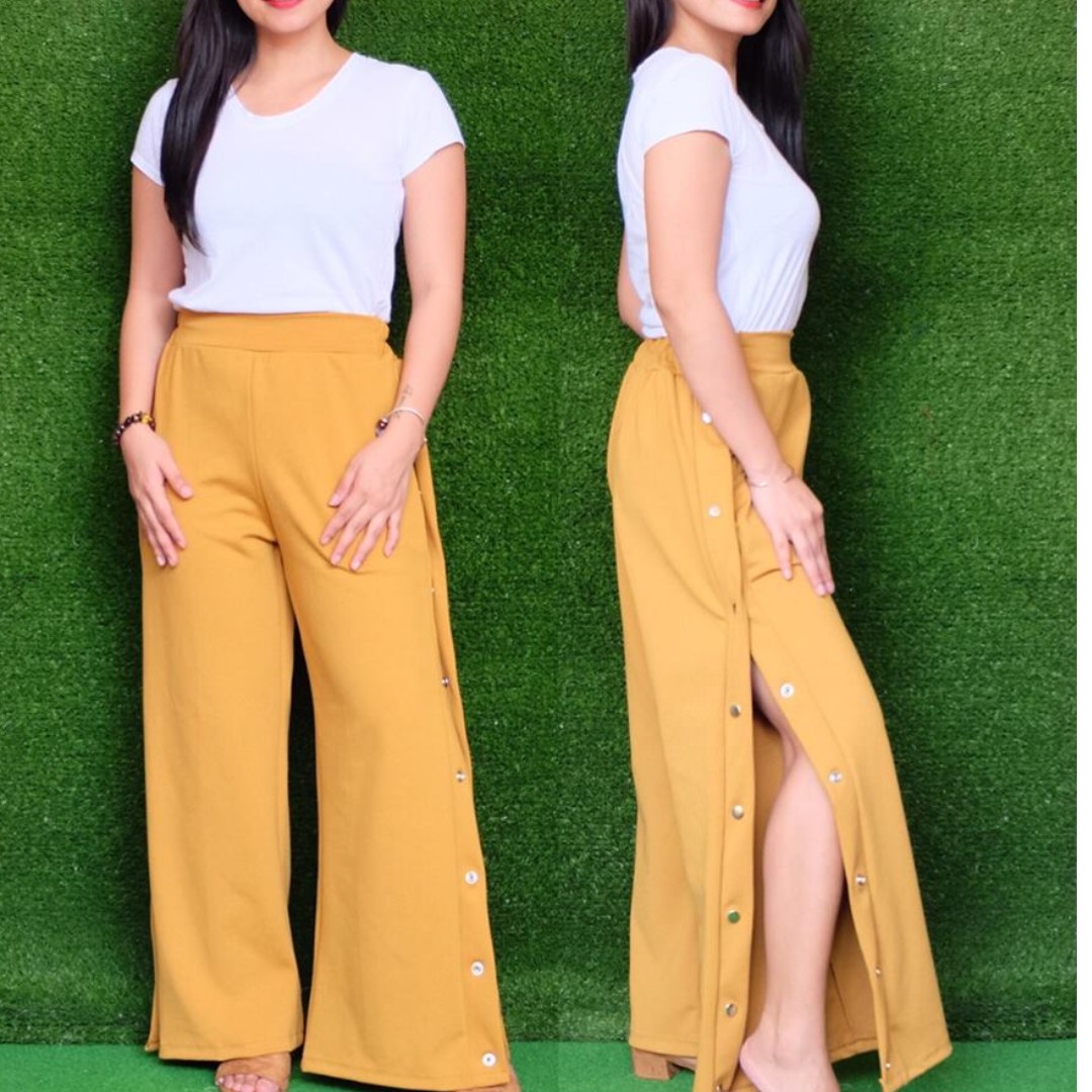 SQUARE PANTS SLIT BUTTON, Women's Fashion, Bottoms, Other Bottoms on ...
