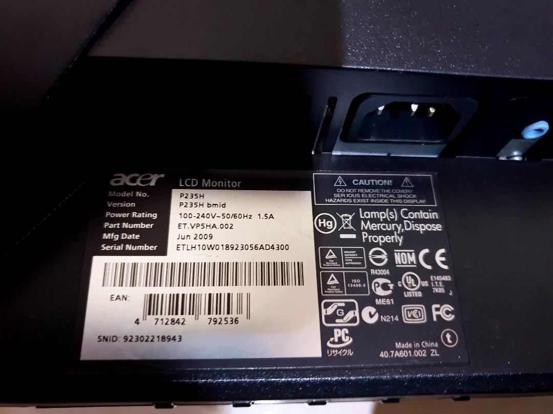 Acer 23" LCD Monitor, Computers & Tech, Parts & Accessories, Monitor ...