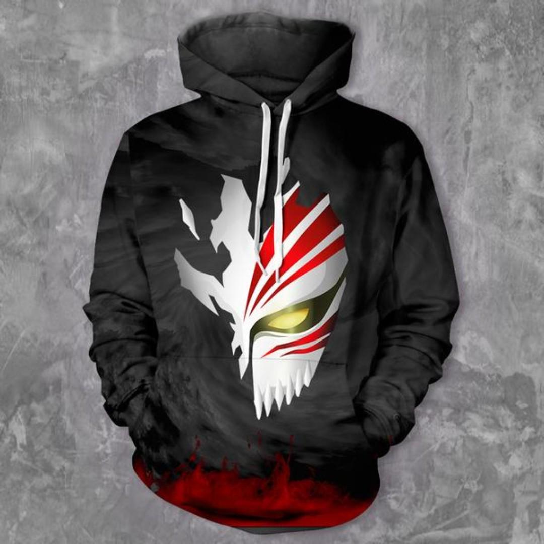 Hollow Mask Unisex Hoodie Bleach Anime Manga Ichigo Bankai, Men's ...