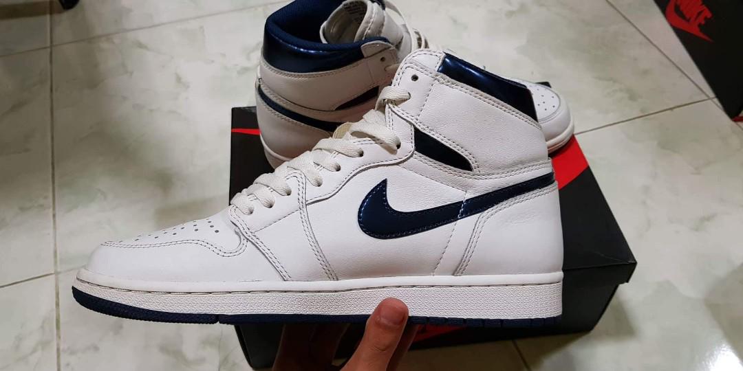 Jordan 1 metallic Blue COMPLETE BOX WITH FREE SHOE TREE, Men's Fashion ...