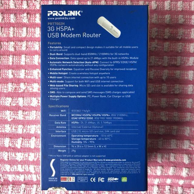 ProLink 3G USB WiFi USB Modem Router, Computers & Tech, Parts ...