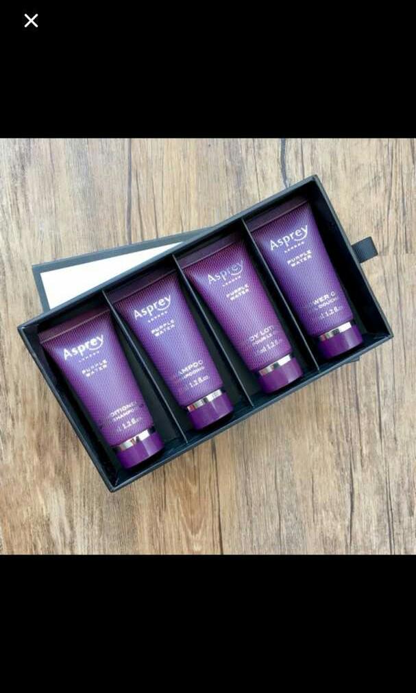 ASPREY LONDON Purple Water 4-piece travel set, Beauty & Personal Care, Bath & Body, Body Care on ...