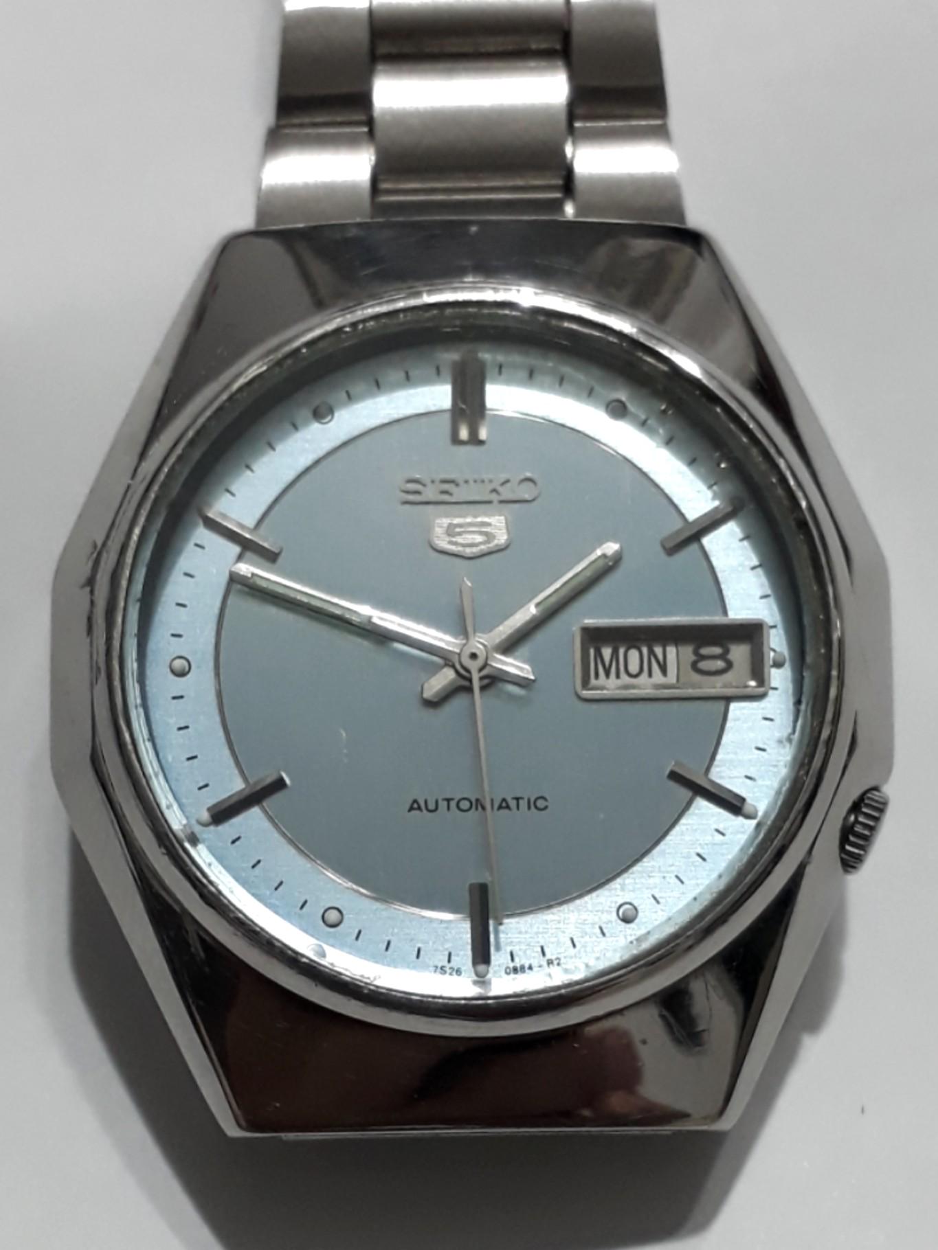 SEIKO 5 Automatic watch Bezel 37mm 21 jewels Crystal Glass Date & Day ...