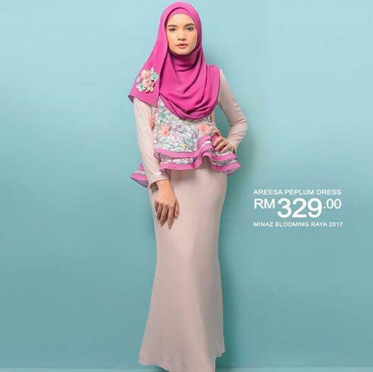 Sewa Areesa Peplum Dress MINAZ, Women's Fashion, Muslimah Fashion ...