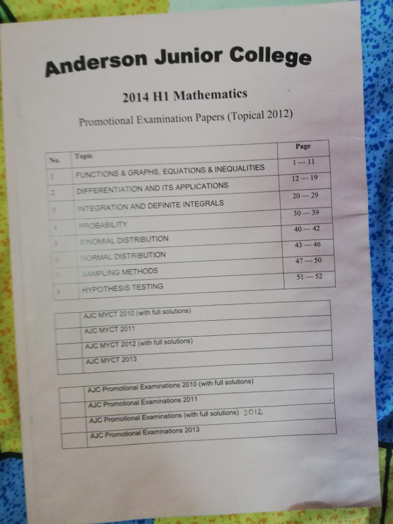 A Level H1 Mathematics TYS and Past Papers, Hobbies & Toys, Books ...
