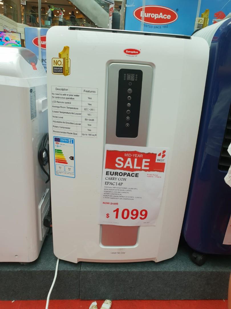 EuropAce EPAC 14P portable aircon, TV & Home Appliances, Air ...