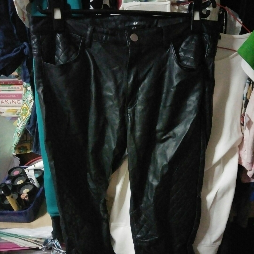 Fake Leather Pants, Women's Fashion, Bottoms, Other Bottoms on Carousell