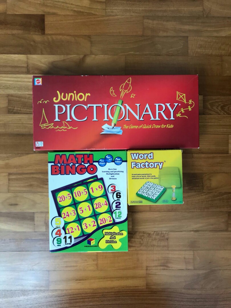 Board Game Package - Pictionary Jr., Word Factory, Math Bingo, Hobbies ...