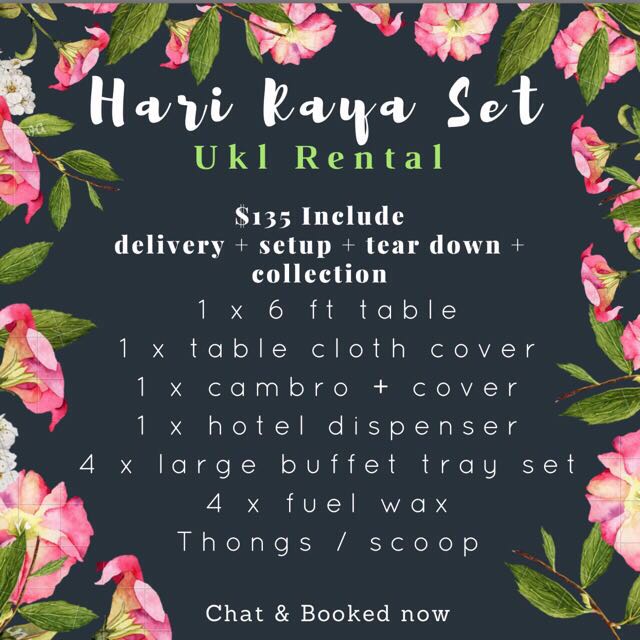 Hari Raya rental table Stools chair halal buffet setup, Furniture ...