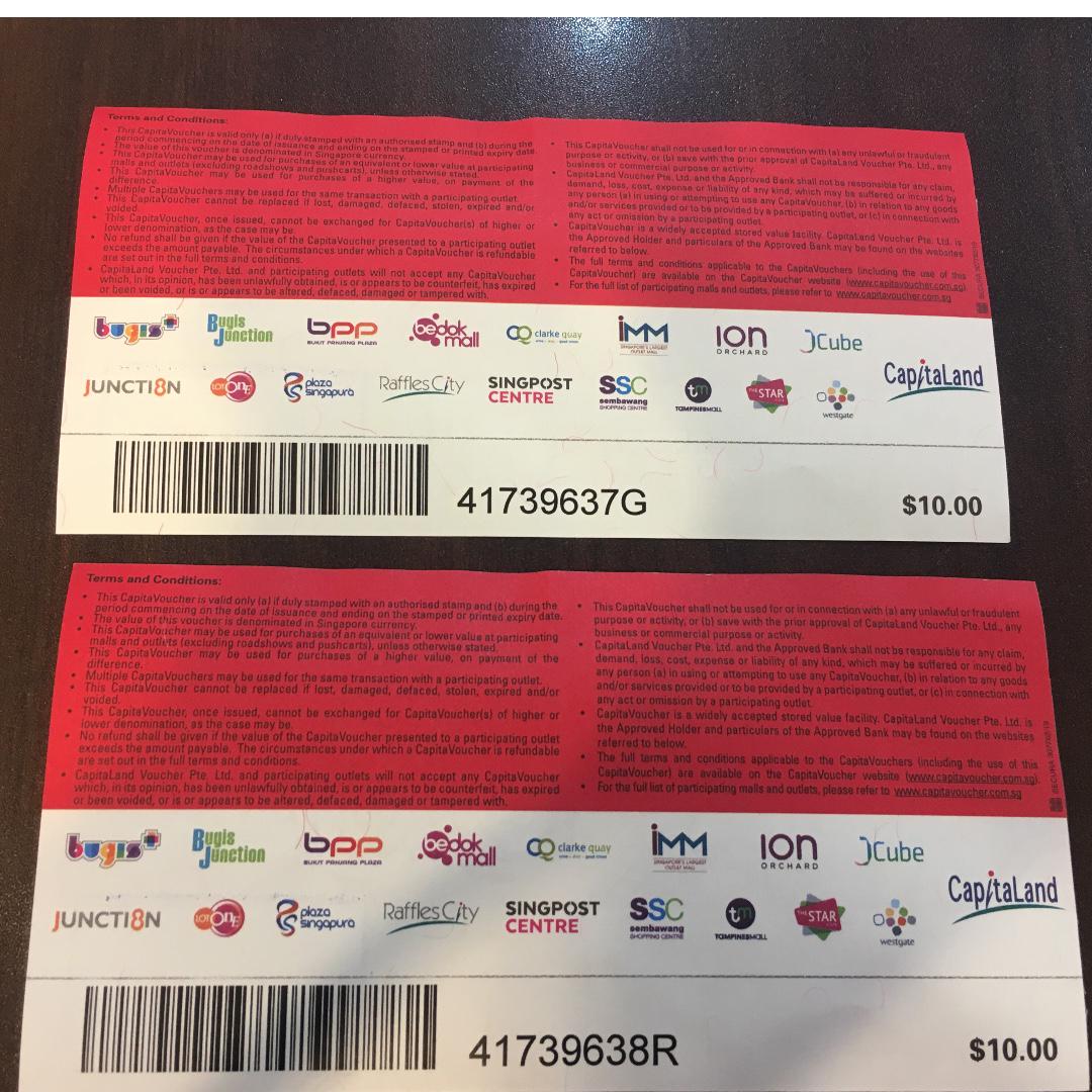 Capitaland Vouchers, Entertainment, Gift Cards & Vouchers on Carousell