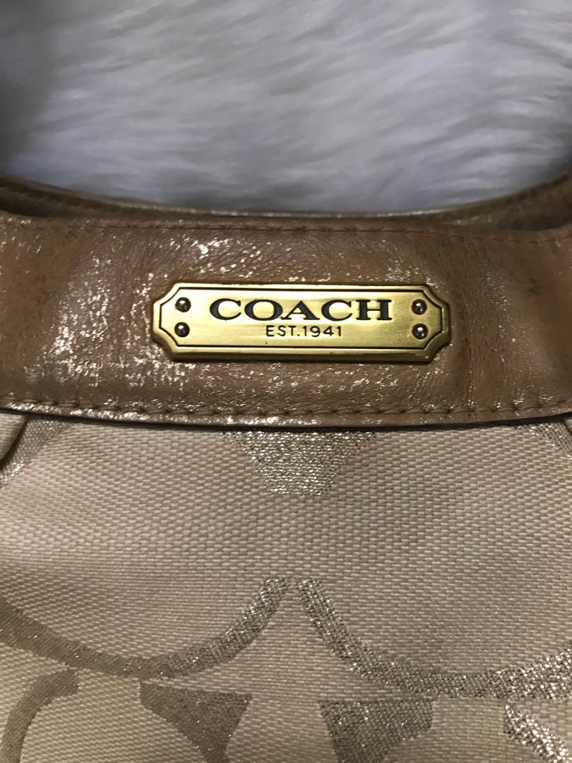 Coach Metallic Glitter Gold Logo Carry All, Women's Fashion, Bags ...