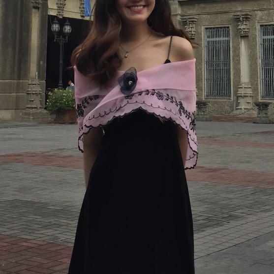 Pink & Black Modern Filipiniana Alampay / Pañuelo / Shawl, Women's ...