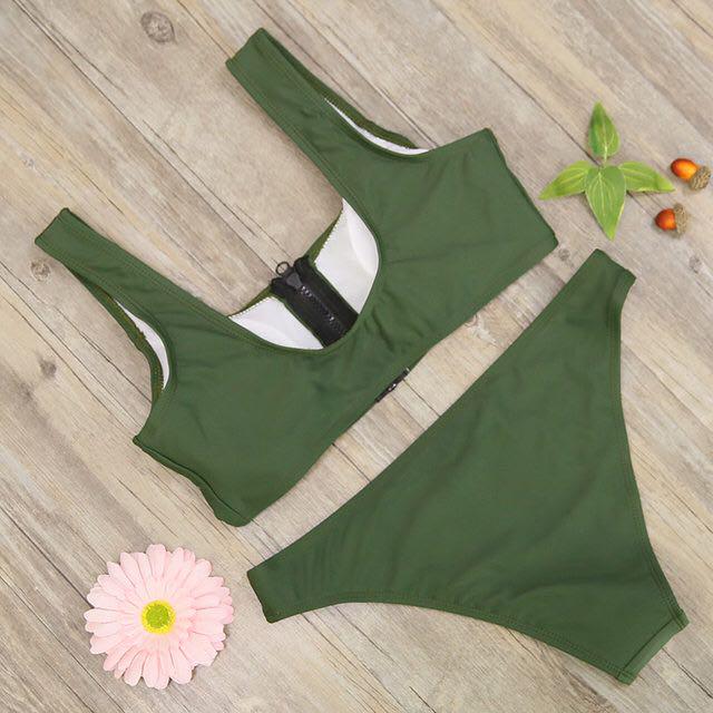 Sexy Zipper Bikini Set Womens Fashion Swimwear Bikinis And Swimsuits