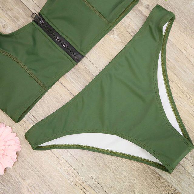 Sexy Zipper Bikini Set Womens Fashion Swimwear Bikinis And Swimsuits