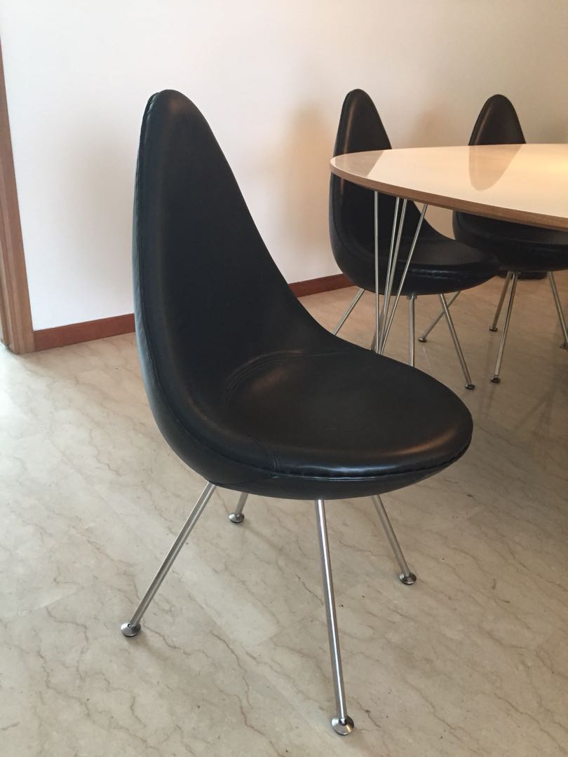 Drop chair, replica, real leather , Furniture & Home Living, Furniture ...