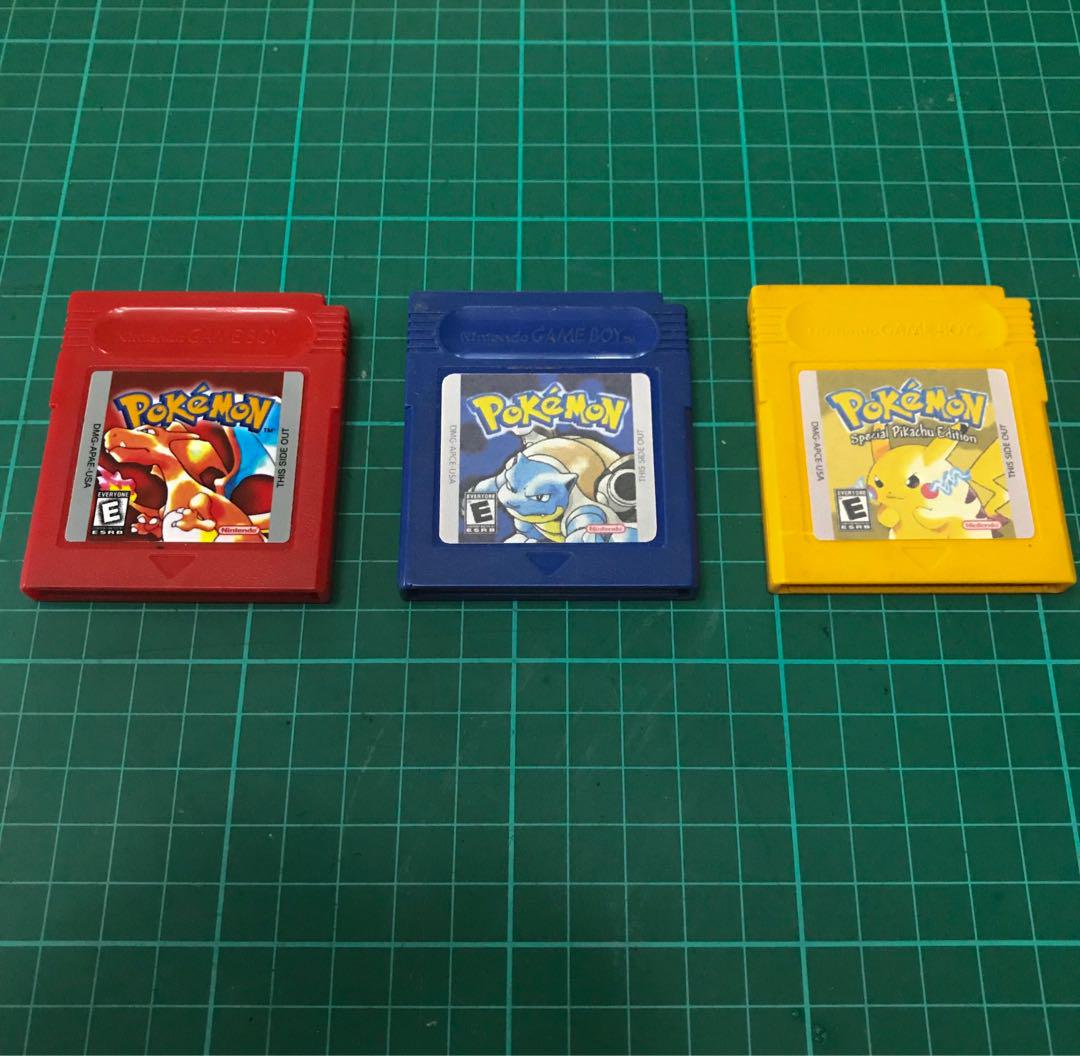 Gameboy Pokemon cartridge Red blue yellow game boy, Video Gaming, Video ...
