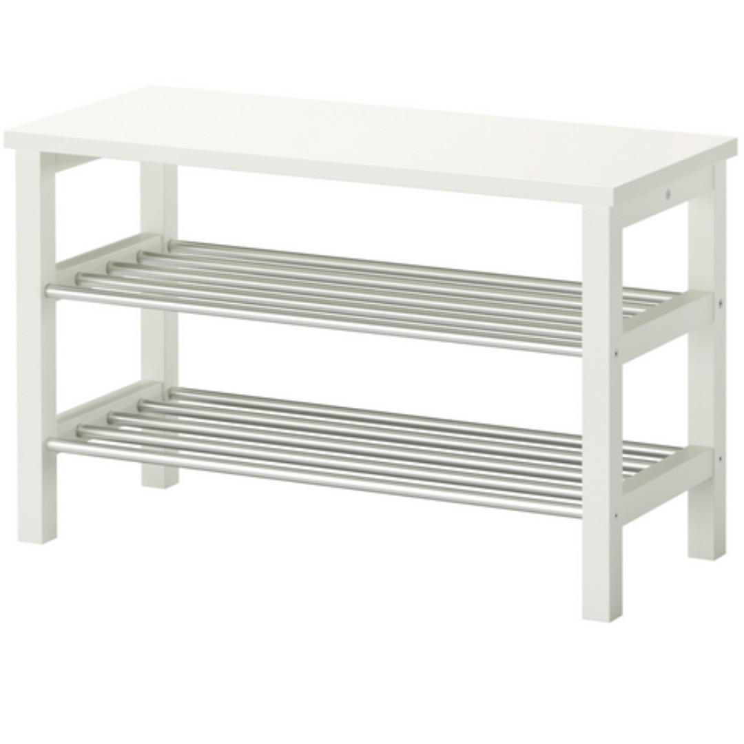IKEA TJUSIG Bench with Shoe Storage / Shoe rack white, Furniture ...