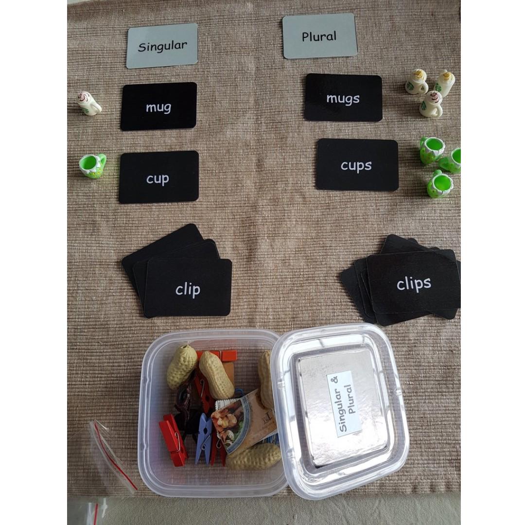 MONTESSORI BASIC GRAMMAR KIT - SINGULAR & PLURAL BOX, Hobbies & Toys ...