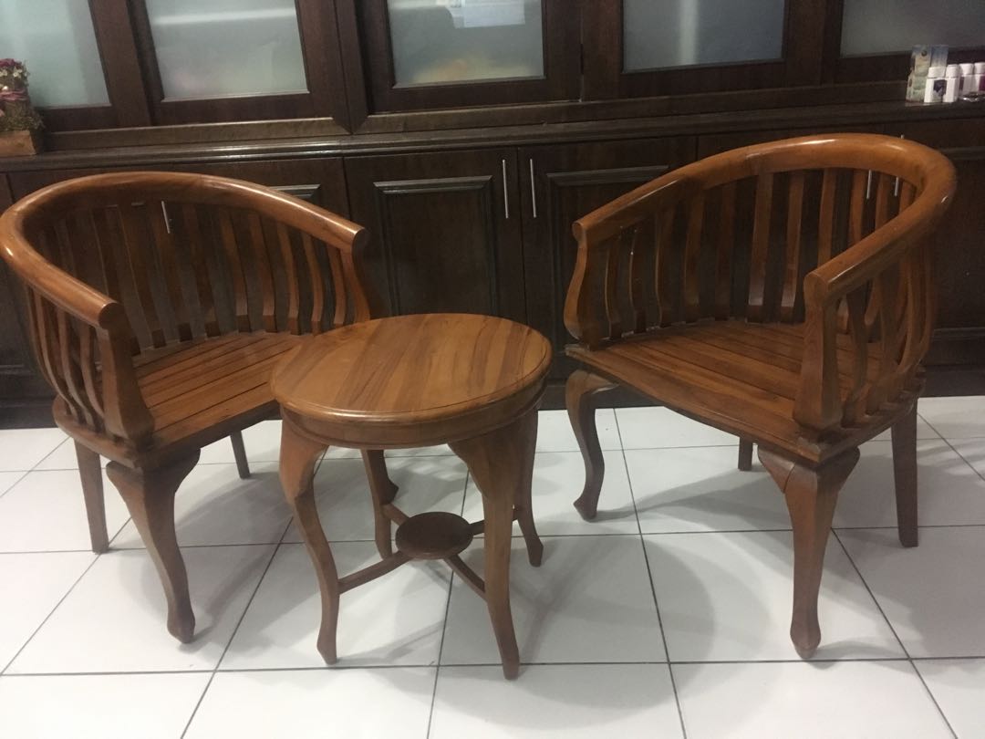 Set kerusi jati betawi kurung, Furniture & Home Living, Furniture ...