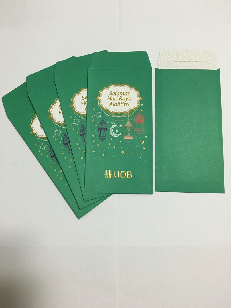 UOB Red / Green Raya Packets (5 pieces), Everything Else on Carousell