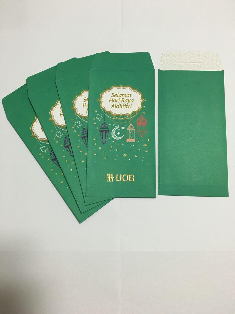 UOB Red / Green Raya Packets (5 pieces), Everything Else on Carousell