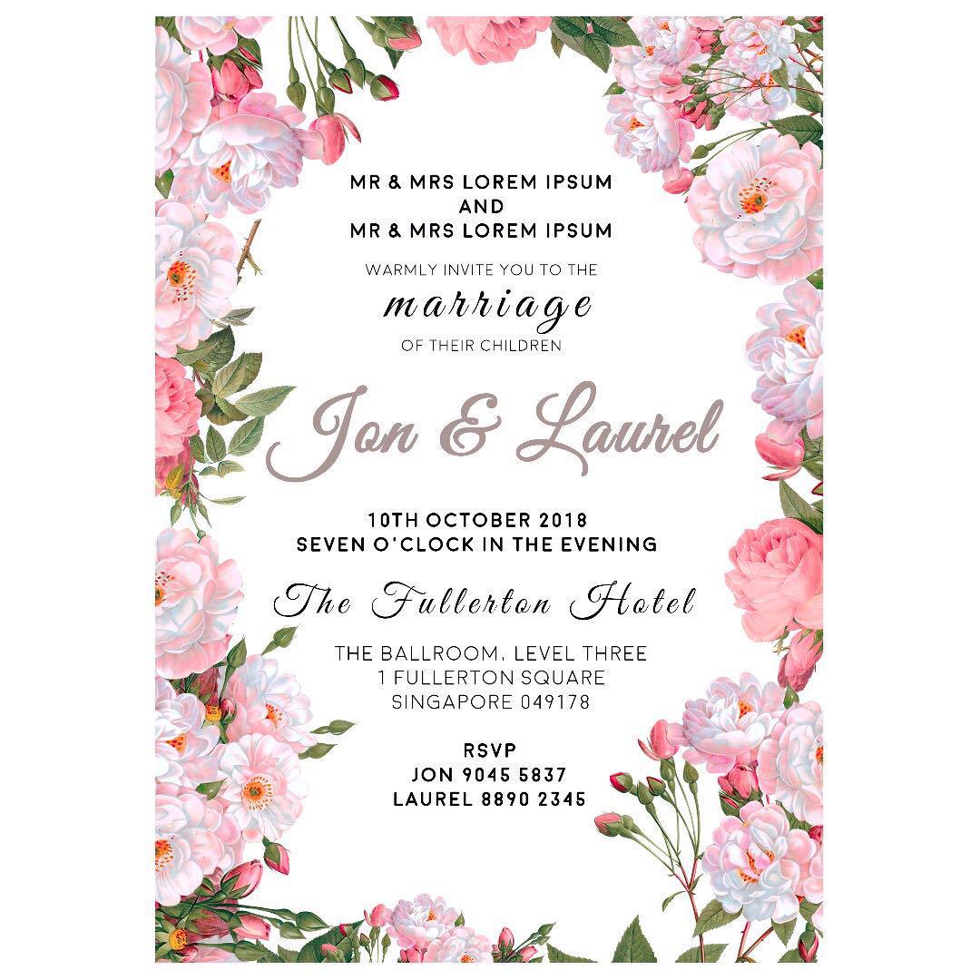 A4 Digital Wedding Invitation Matching Place Card Hobbies Toys 